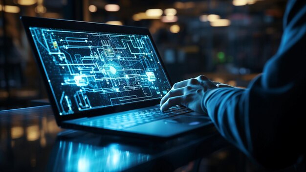 Premium AI Image | digital technologies Informatics programming hands ...