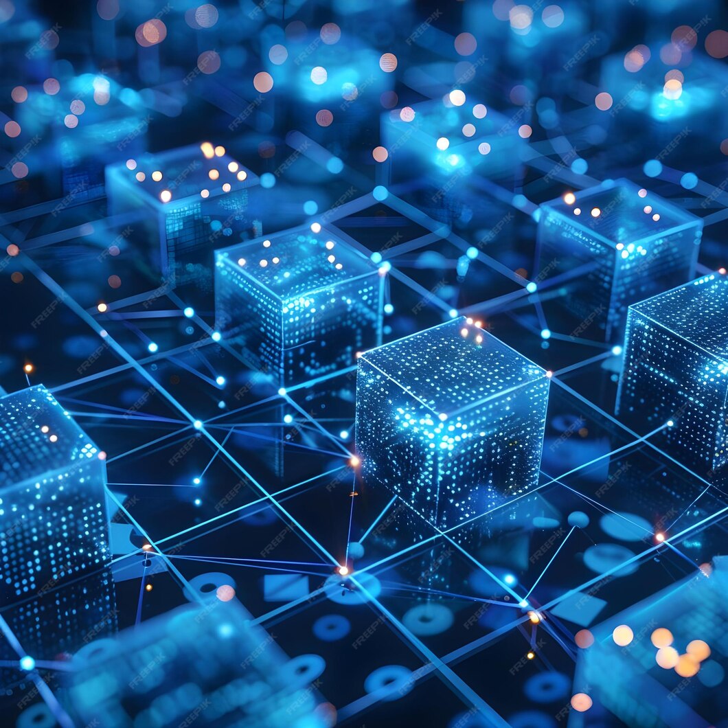 Digital Technology Background with Binary Code Cubes Representing ...