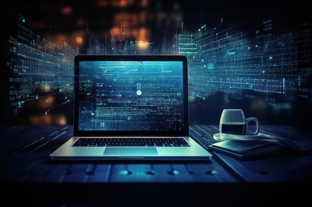 Premium Photo Digital Technology Background With Programming Functions And Neural Network