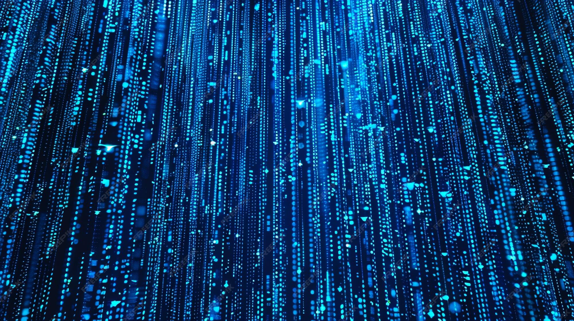 Digital technology concept with a random binary data matrix background and machine code ...