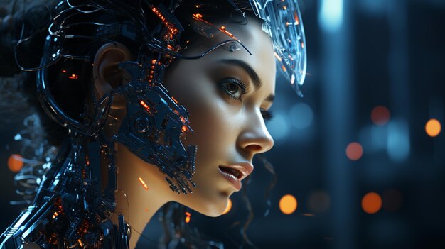 Premium AI Image | Digital technology face artificial intelligence Premium AI Image | Digital technology face artificial intelligence