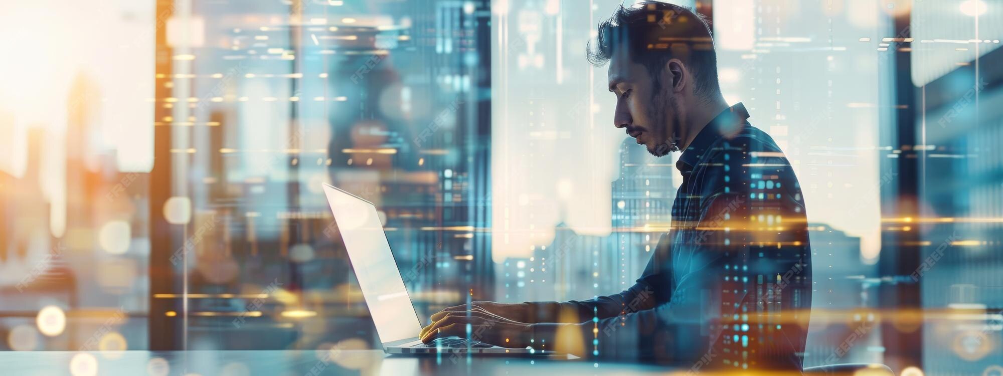 Digital Technology Internet Network Concept Computer Programmer Working On Big Data And Computer