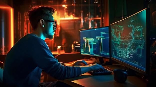 Premium Photo Digital Technology Software Development Concept Coding Programmer Ai Generative