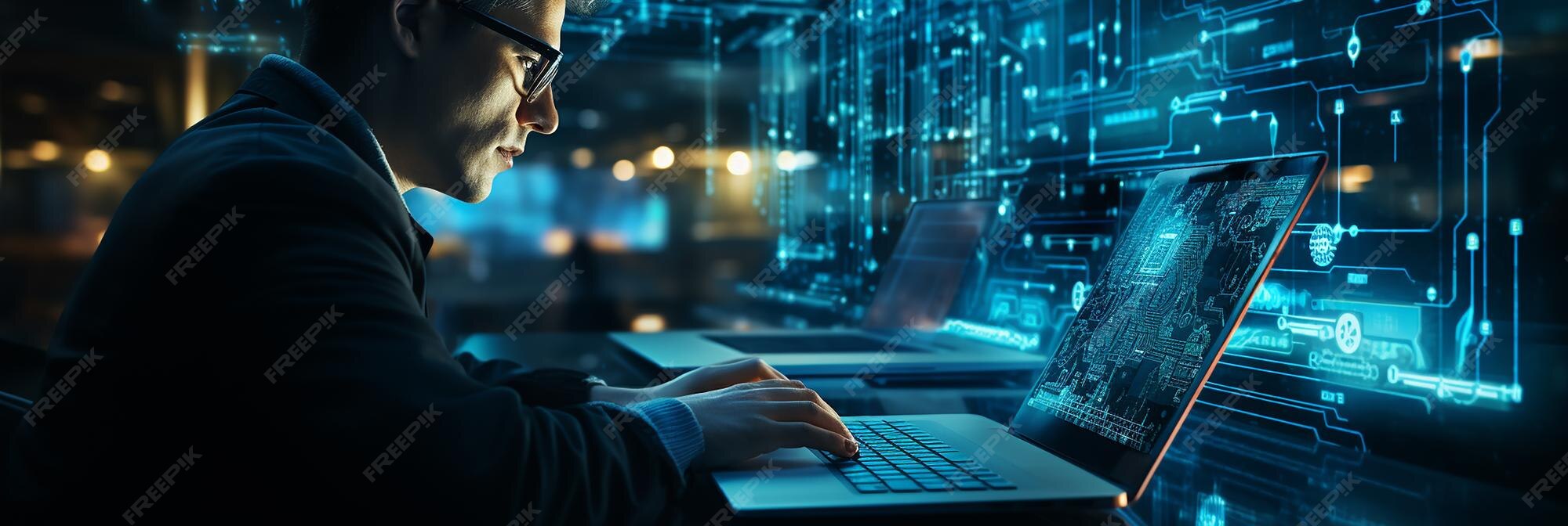 Digital technology software development concept Coding programmer software engineer working ...