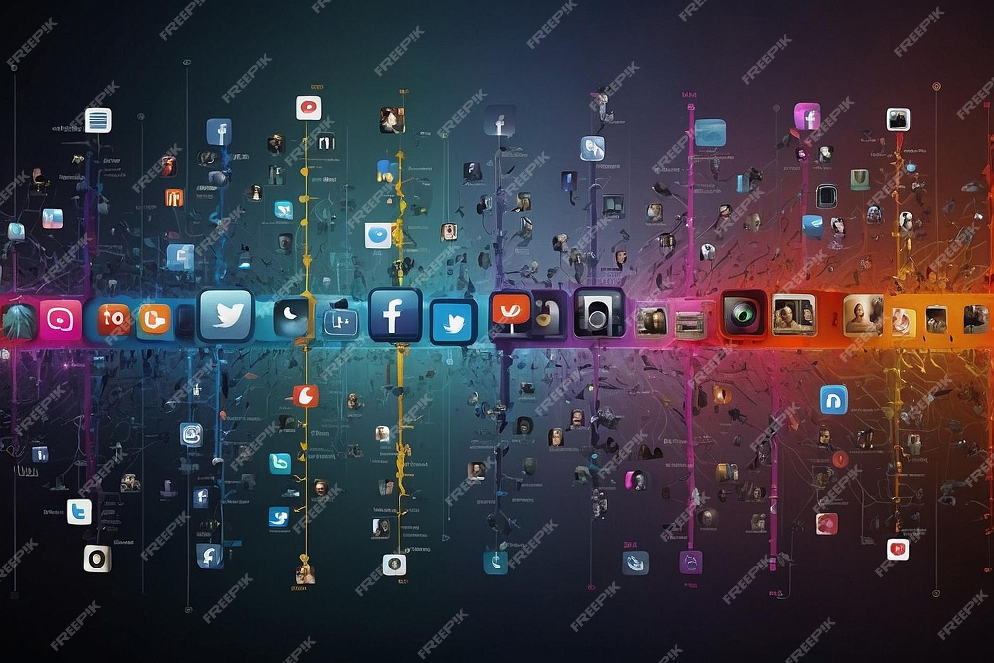 Premium Photo | A digital timeline tracing the evolution of social med Premium Photo | A digital timeline tracing the evolution of social med