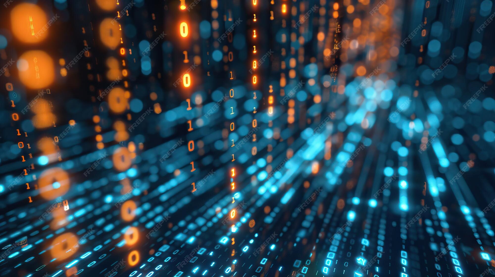 Digital transformation concept Binary code Programming Quantum computer ...