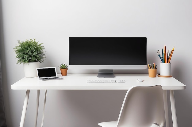 Premium Photo | Digital Workspace Laptop on Desk Mockup Premium Photo | Digital Workspace Laptop on Desk Mockup