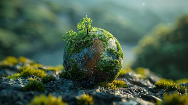 Digital World Globe With Dynamic Ecosystem Simulation Bioinspired Patterns Dynamic Ecosystem