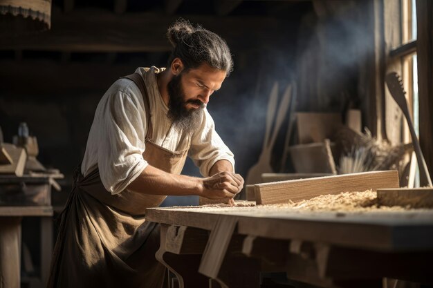 Premium Photo | Diligent Carpenter worker at morning Generate Ai Premium Photo | Diligent Carpenter worker at morning Generate Ai
