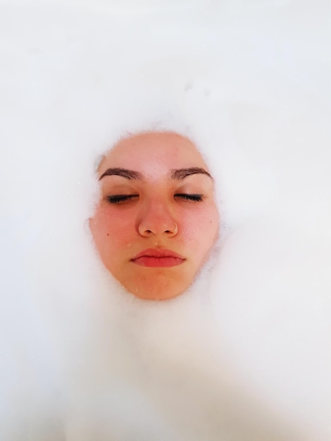 Premium Photo Directly Above Shot Of Woman Having Bubble Bath