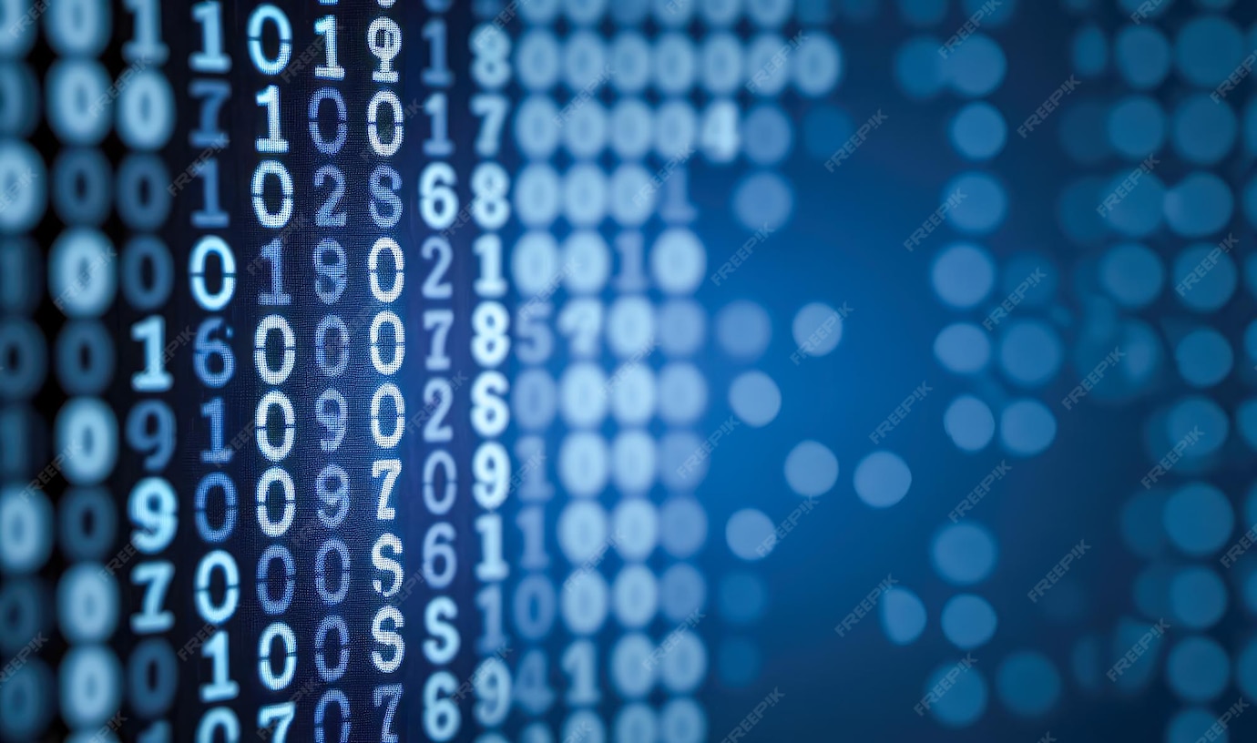 Display of binary numbers on monitor visualizing complex computations or algorithms in action ...