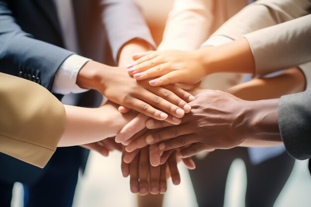 Premium AI Image | Diverse business team putting their hands together ... Premium AI Image | Diverse business team putting their hands together ...