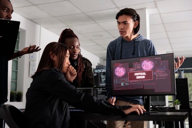 Premium Photo Diverse Group Of Software Developers Having Hacked Server And Security Breach 5158