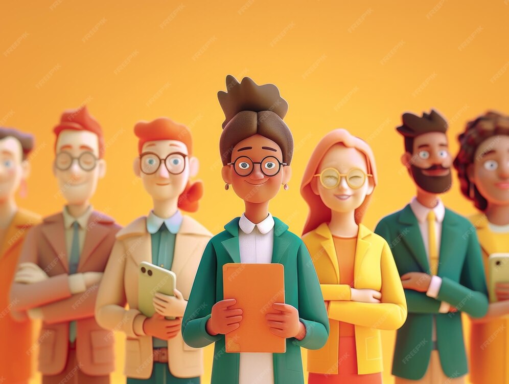 Premium Photo Diverse Team Of Animated Characters In Business Attire