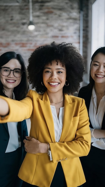 Diversity Portrt Selfie And Business Women Teamwork Global Success Or