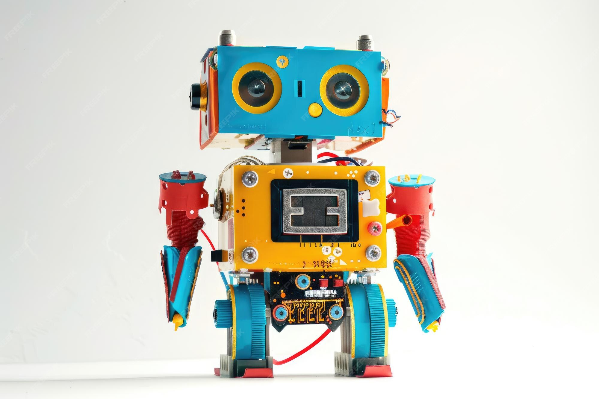Premium Photo Diy Arduino Robot Displayed On White Background Built Robot Using Arduino On A