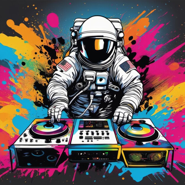 Premium AI Image | Dj astronaut with headphones and dj controller play ... Premium AI Image | Dj astronaut with headphones and dj controller play ...