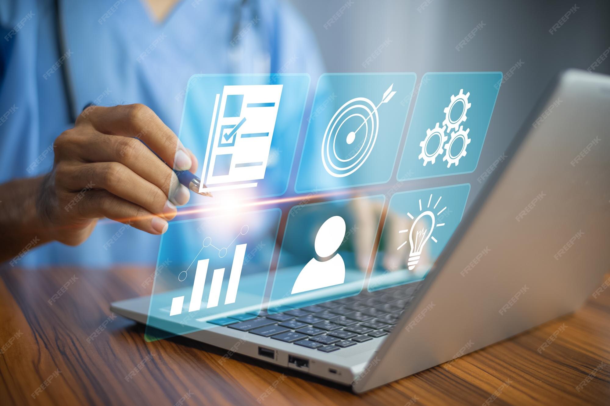 Premium Photo | Doctor using computer Document Management System DMS ...