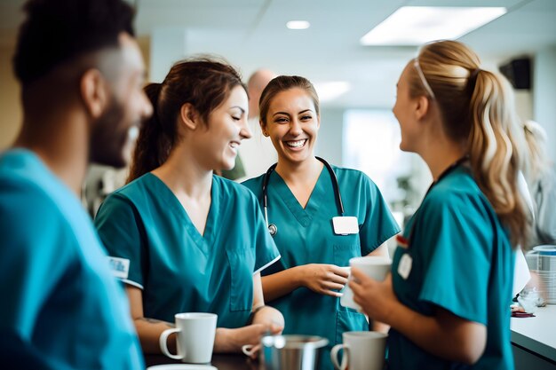 Premium AI Image | doctors and medical staff in the recreation room are ... Premium AI Image | doctors and medical staff in the recreation room are ...