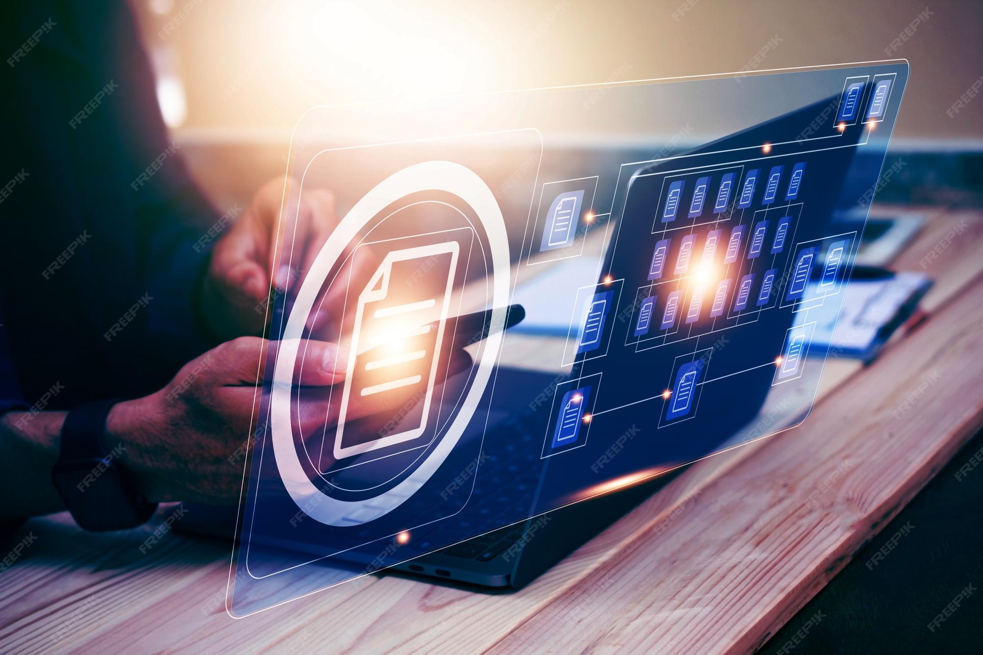 Premium Photo Document Management Concept Businessman Using Computer