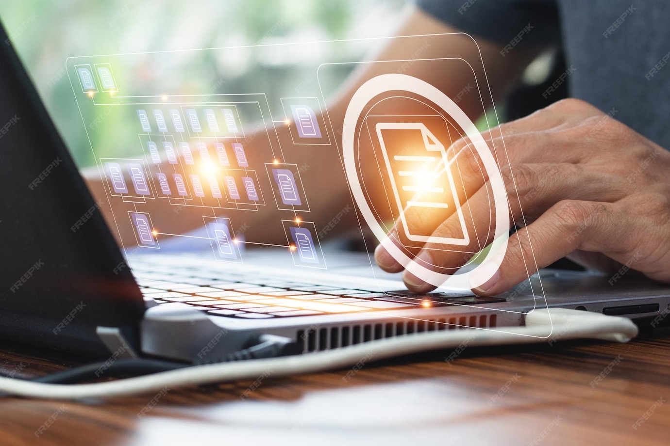 Premium Photo Document Management Concept Businessman Using Computer To Document Management