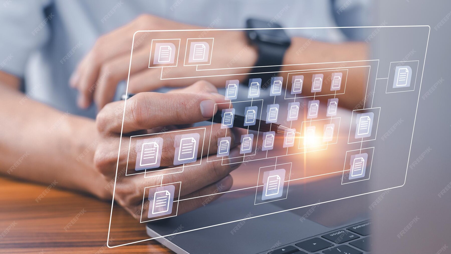 Premium Photo Document Management Concept Businessman Using Computer To Document Management