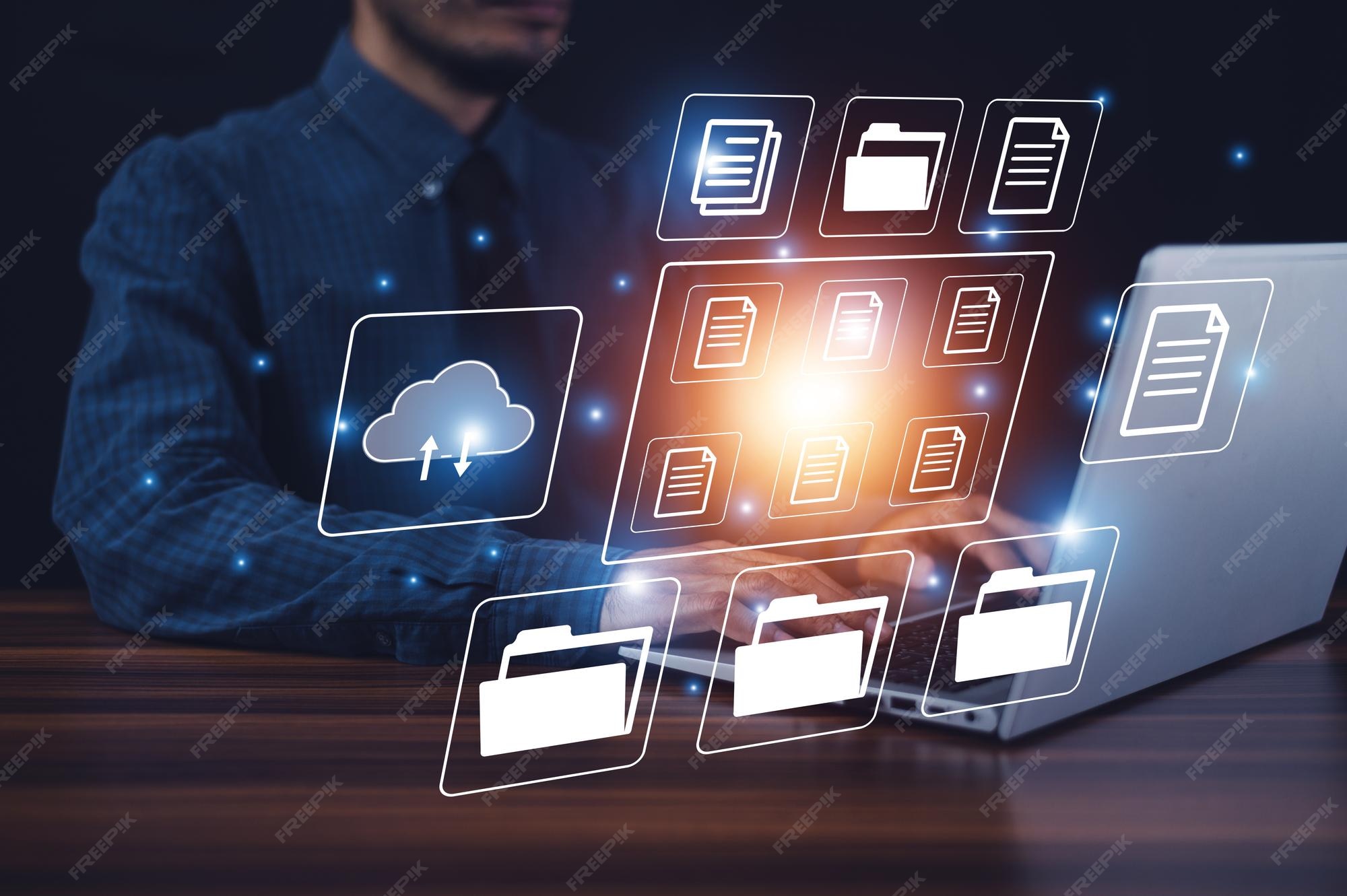 Premium Photo Document Management Concept Online Documentation Database And Digital File