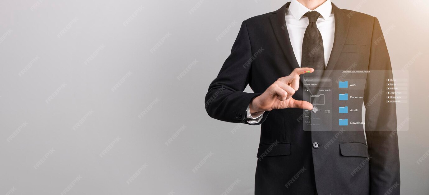 문서 관리 개념 가상 화면 아이콘 문서 관리 시스템 Dms 회사 파일 및 데이터의 효율적인 보관 검색 및 관리를 위한 온라인