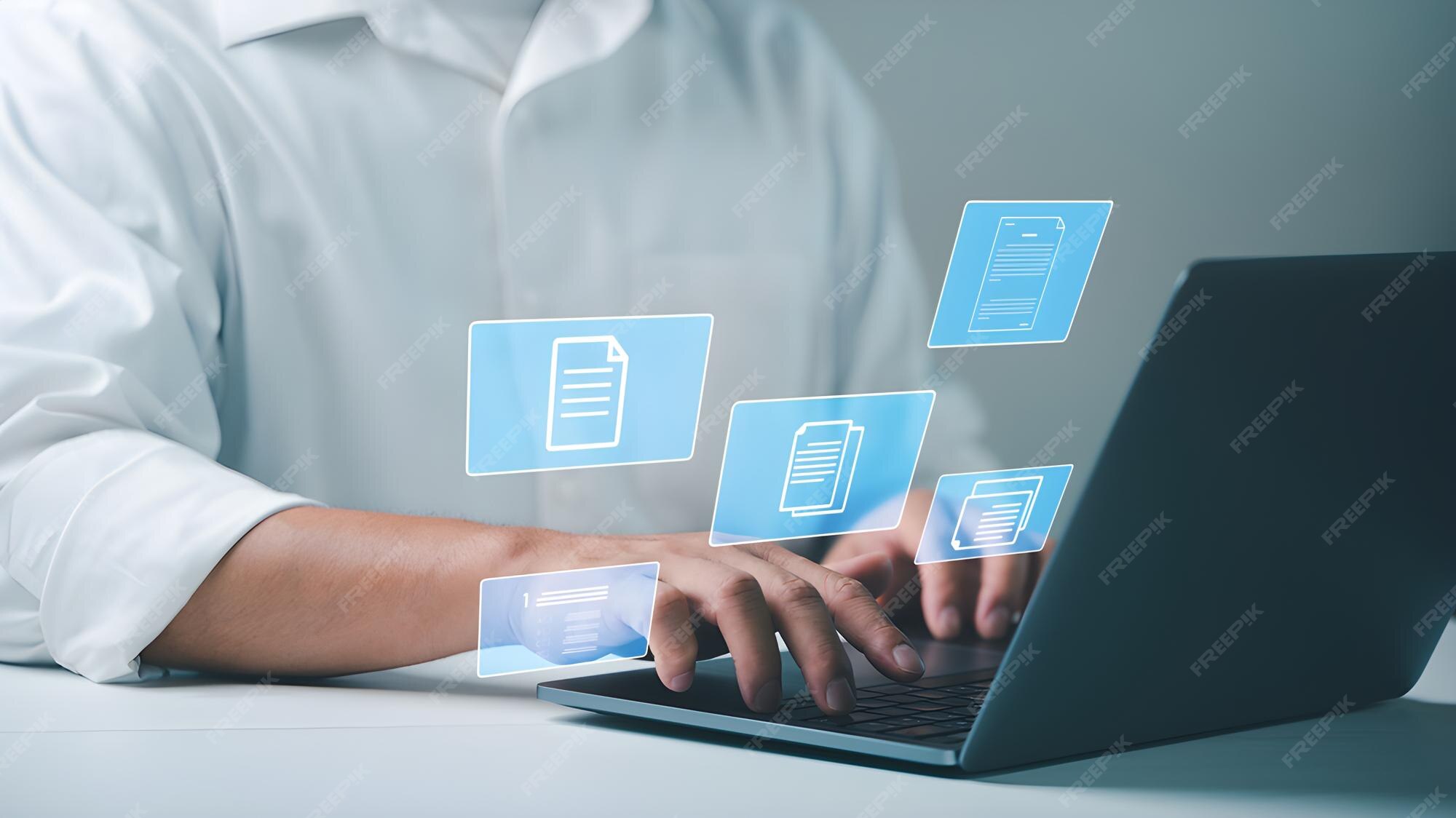 Premium Photo | Document management system dms online documentation database and document ...