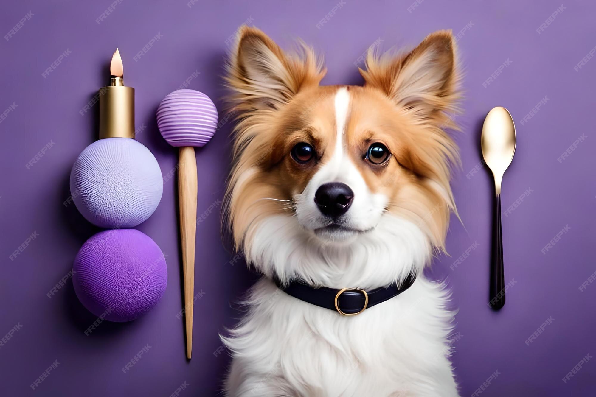 Premium AI Image | A dog is sitting in front of a purple background ... Premium AI Image | A dog is sitting in front of a purple background ...