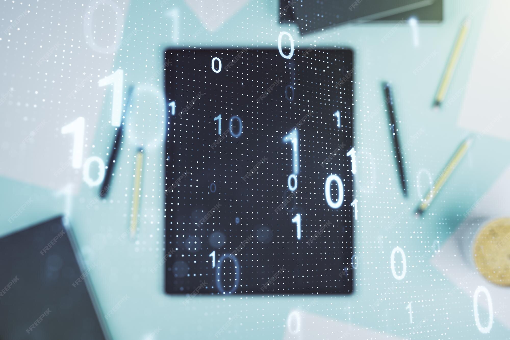 Premium Photo | Double exposure of creative abstract binary code ...