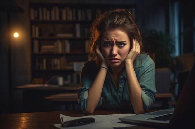 Dramatic Portrait of woman is having a nervous breakdown at work ... Dramatic Portrait of woman is having a nervous breakdown at work ...