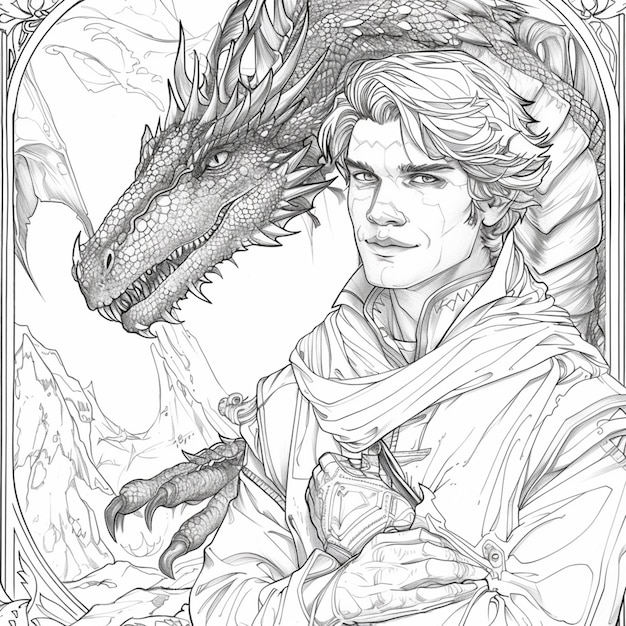 A drawing of a man holding a dragon in his hand generative ai | Premium ... A drawing of a man holding a dragon in his hand generative ai | Premium ...