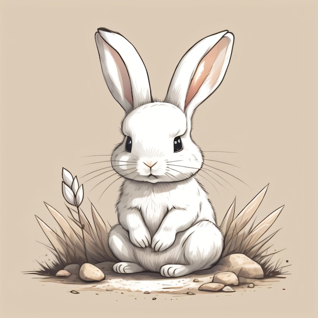 Premium Photo | A drawing of a rabbit with a white face and the words ... Premium Photo | A drawing of a rabbit with a white face and the words ...