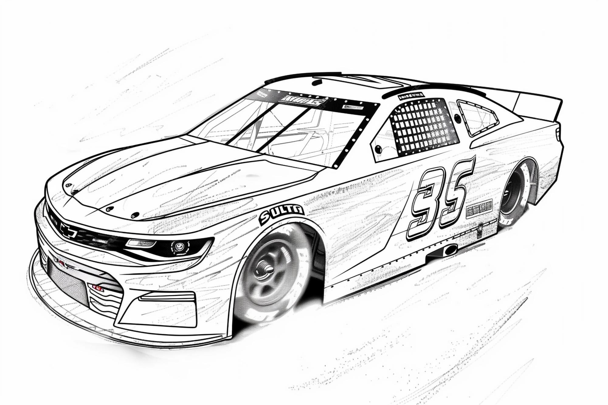 A Drawing Of A Race Car With A Poster Background Premium Ai Generated Image