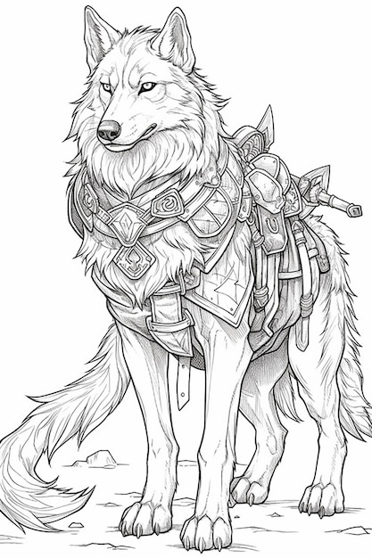 Premium Photo | A drawing of a wolf with a harness on generative ai Premium Photo | A drawing of a wolf with a harness on generative ai