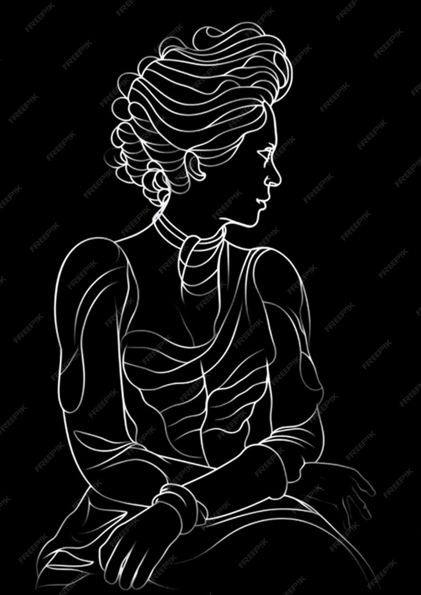 Premium Photo A Drawing Of A Woman Sitting On A Chair With Her Hands