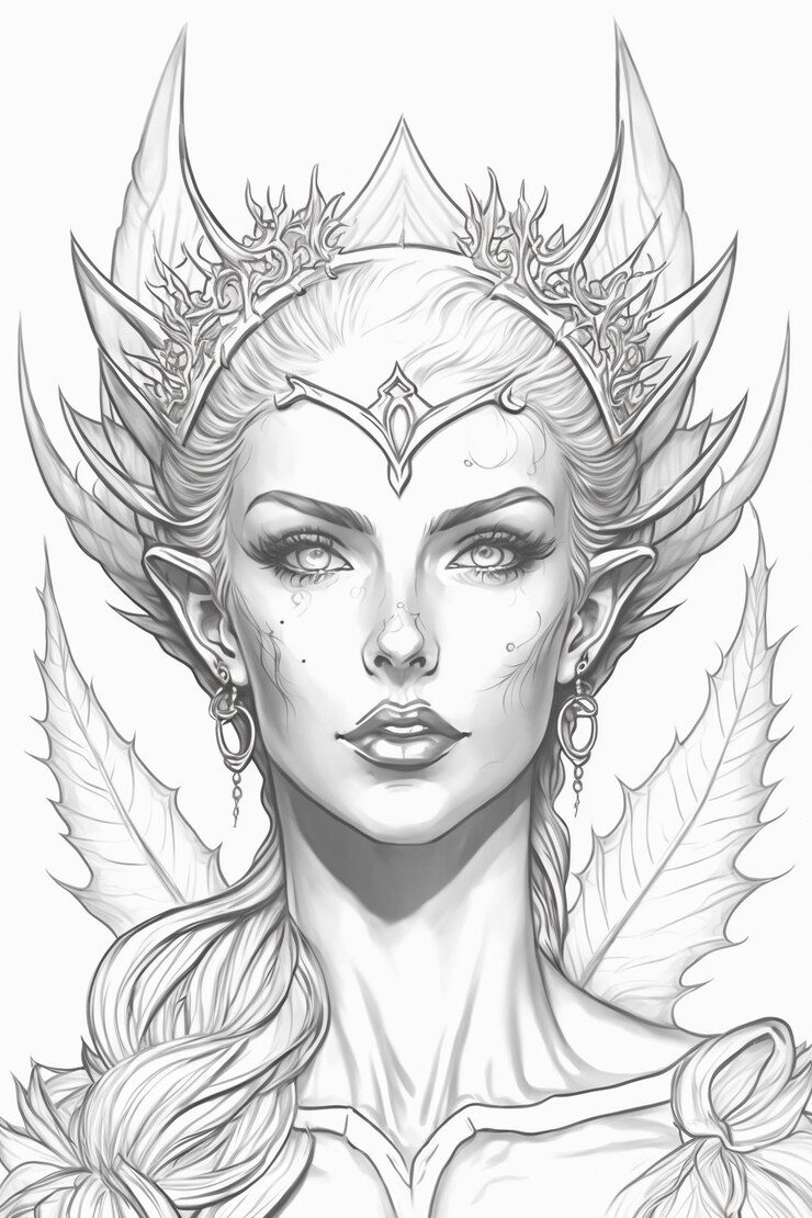 Premium AI Image | a drawing of a woman with a crown on her head ... Premium AI Image | a drawing of a woman with a crown on her head ...