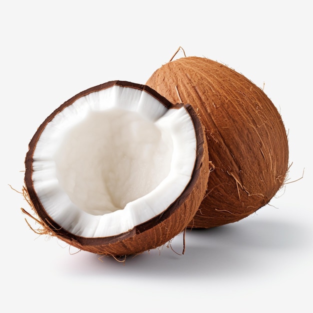 Premium AI Image | Dried coconut fruit cut Premium AI Image | Dried coconut fruit cut