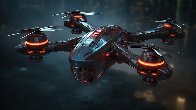 Premium Photo | A drone with red lights that says'drones'on it Premium Photo | A drone with red lights that says'drones'on it