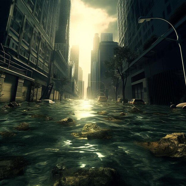 Premium Photo | Drowning Cities Sea Level Rise Unleashed Premium Photo | Drowning Cities Sea Level Rise Unleashed