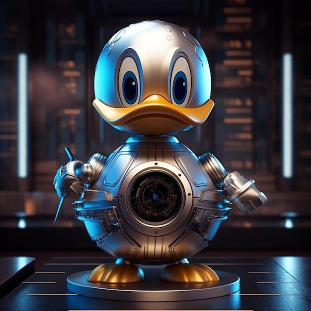 Premium AI Image | A duck with a robot on it's head and a robot head on ... Premium AI Image | A duck with a robot on it's head and a robot head on ...
