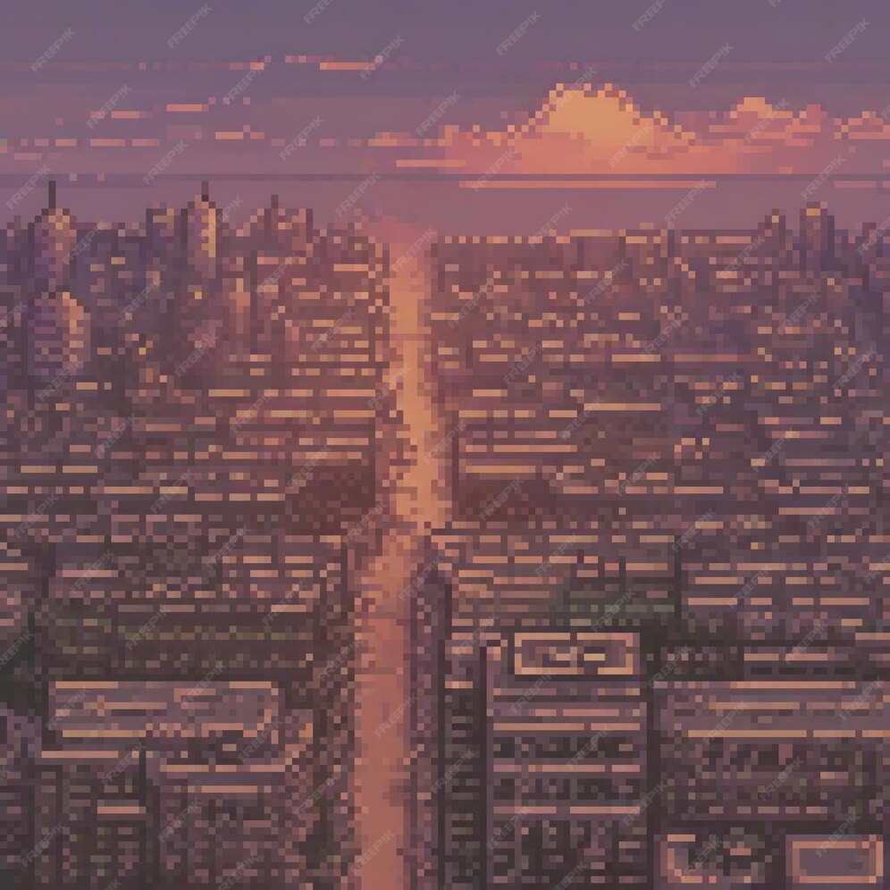 Dusk cityscape from skyscraper pixel art style | Premium AI-generated image Dusk cityscape from skyscraper pixel art style | Premium AI-generated image