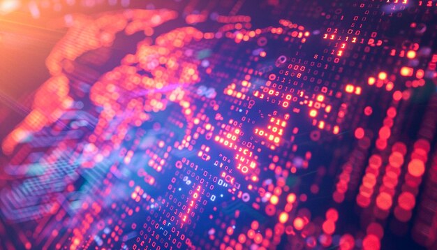 Dynamic Binary Coding And Technology Data Transmission Lines Warless Big Data Waves 3d Rendering