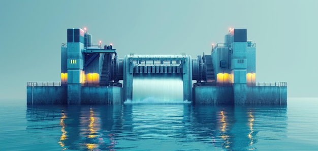 Premium Photo | Dynamic tidal power infrastructure solid color background Premium Photo | Dynamic tidal power infrastructure solid color background