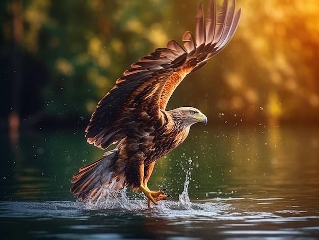 Premium AI Image | An Eagle trying to catch a fish in the lake Premium AI Image | An Eagle trying to catch a fish in the lake