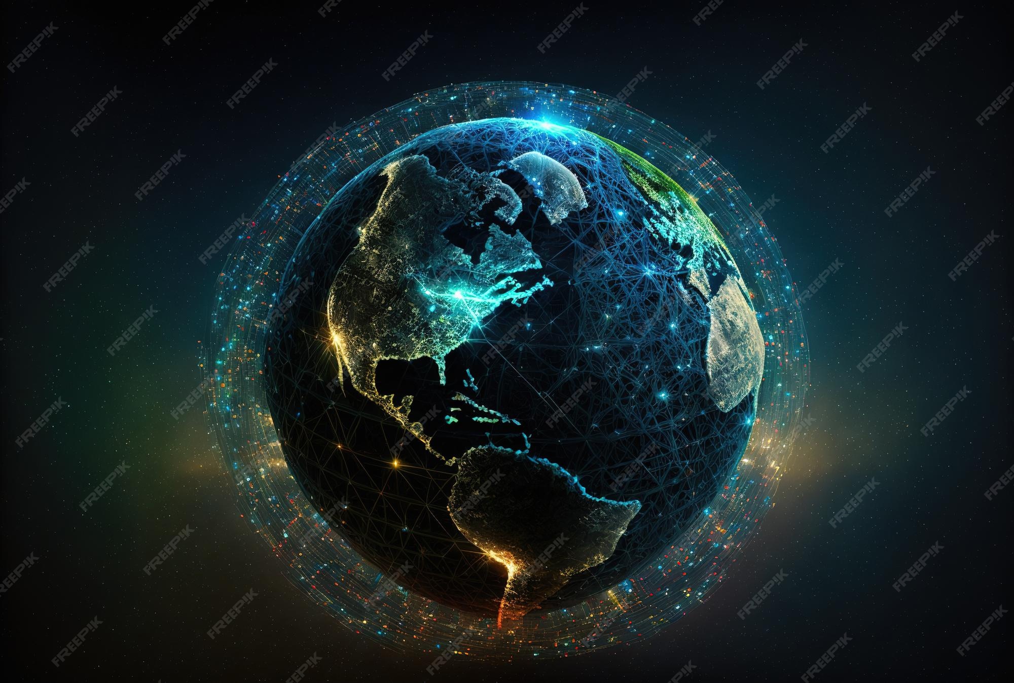Premium Photo | Earth as shown in an artistic depiction with global ... Premium Photo | Earth as shown in an artistic depiction with global ...