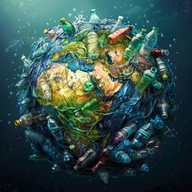 Earth day concept illustration with planet earth entirely covered with ... Earth day concept illustration with planet earth entirely covered with ...
