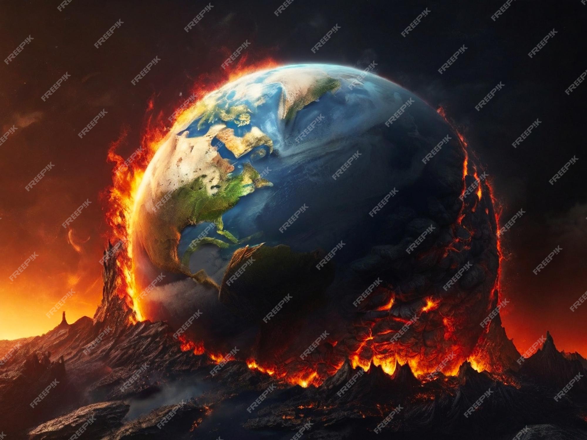 Premium Photo | Earth planet burning in flames Global warming concept ... Premium Photo | Earth planet burning in flames Global warming concept ...