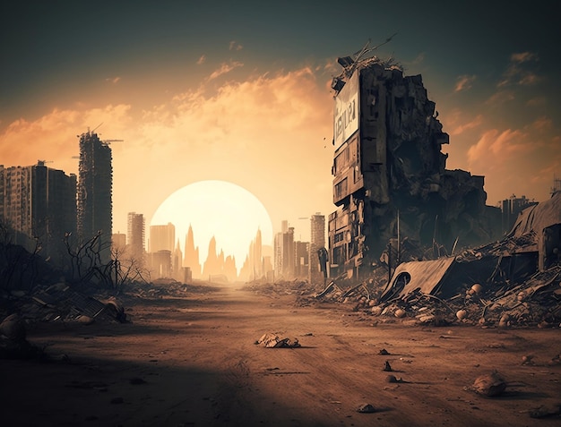 Premium Photo | An eerie and ominous apocalyptic view of destroyed ... Premium Photo | An eerie and ominous apocalyptic view of destroyed ...